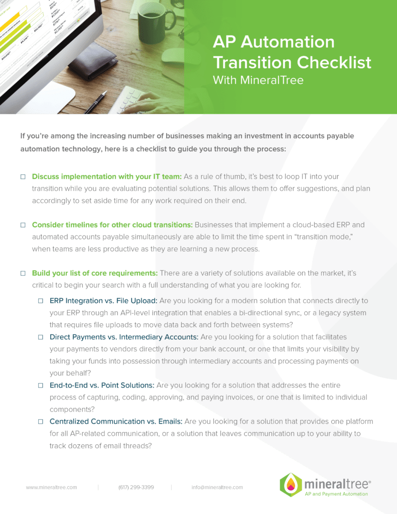 AP Automation Transition Checklist - MineralTree