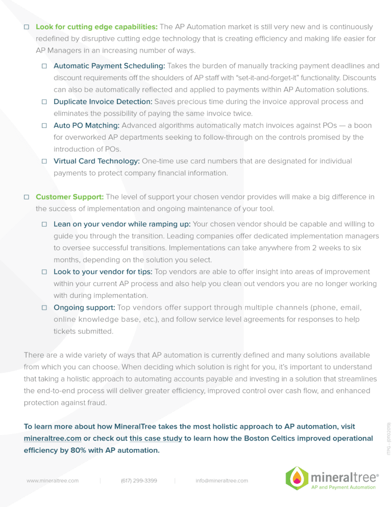 AP Automation Transition Checklist - MineralTree