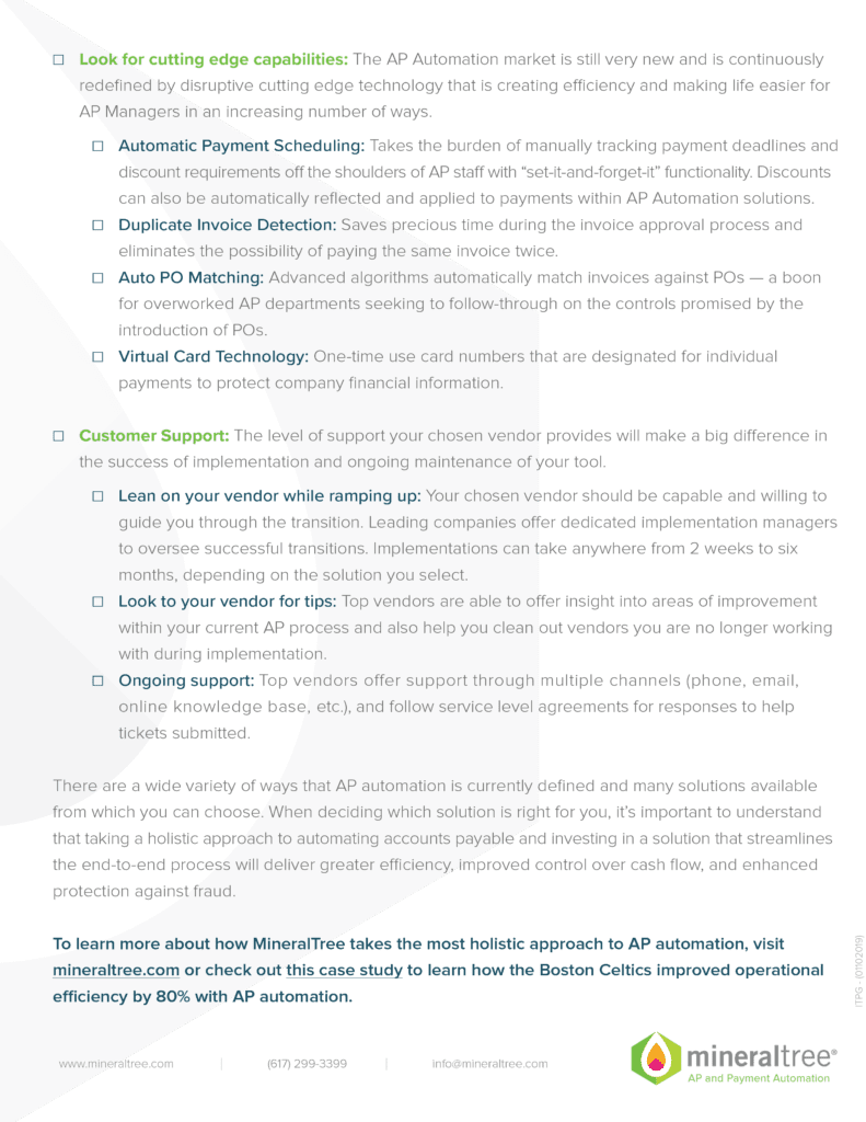 AP Automation Transition Checklist - MineralTree